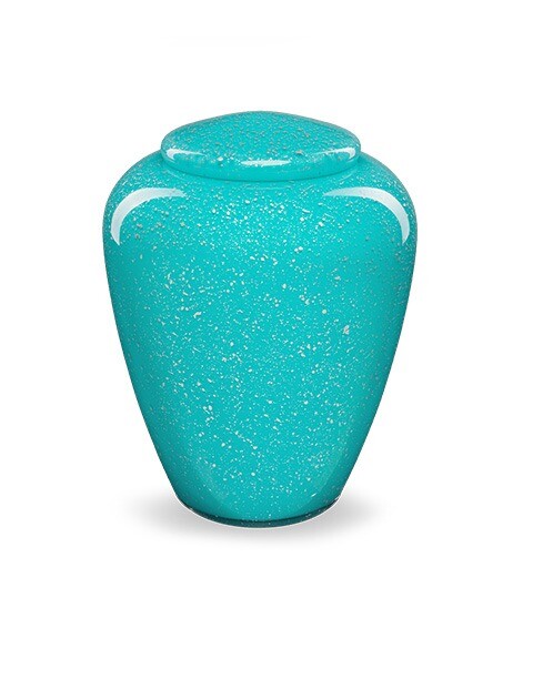 Glass cremation urn turquoise - peace & connection symbol | legendURN UK